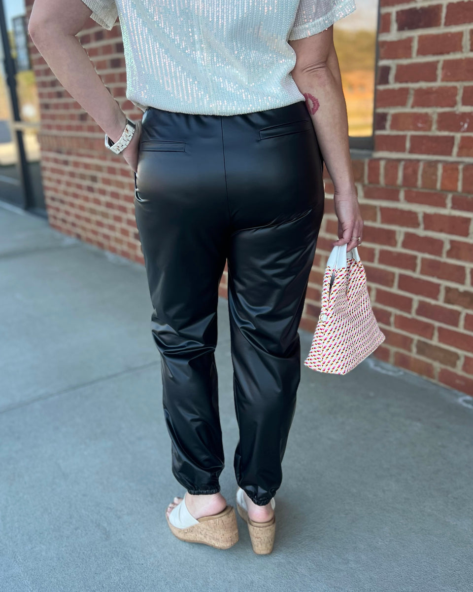 Kendall Faux Leather Jogger Pants in Black FINAL SALE - Madi Savvy Boutique