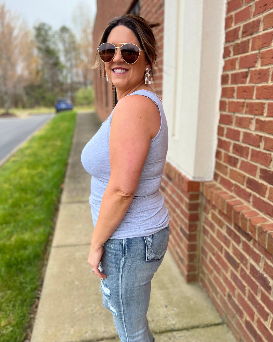 Demi Ruched Tank in H. Grey FINAL SALE, Madi Savvy Boutique, Women's ...
